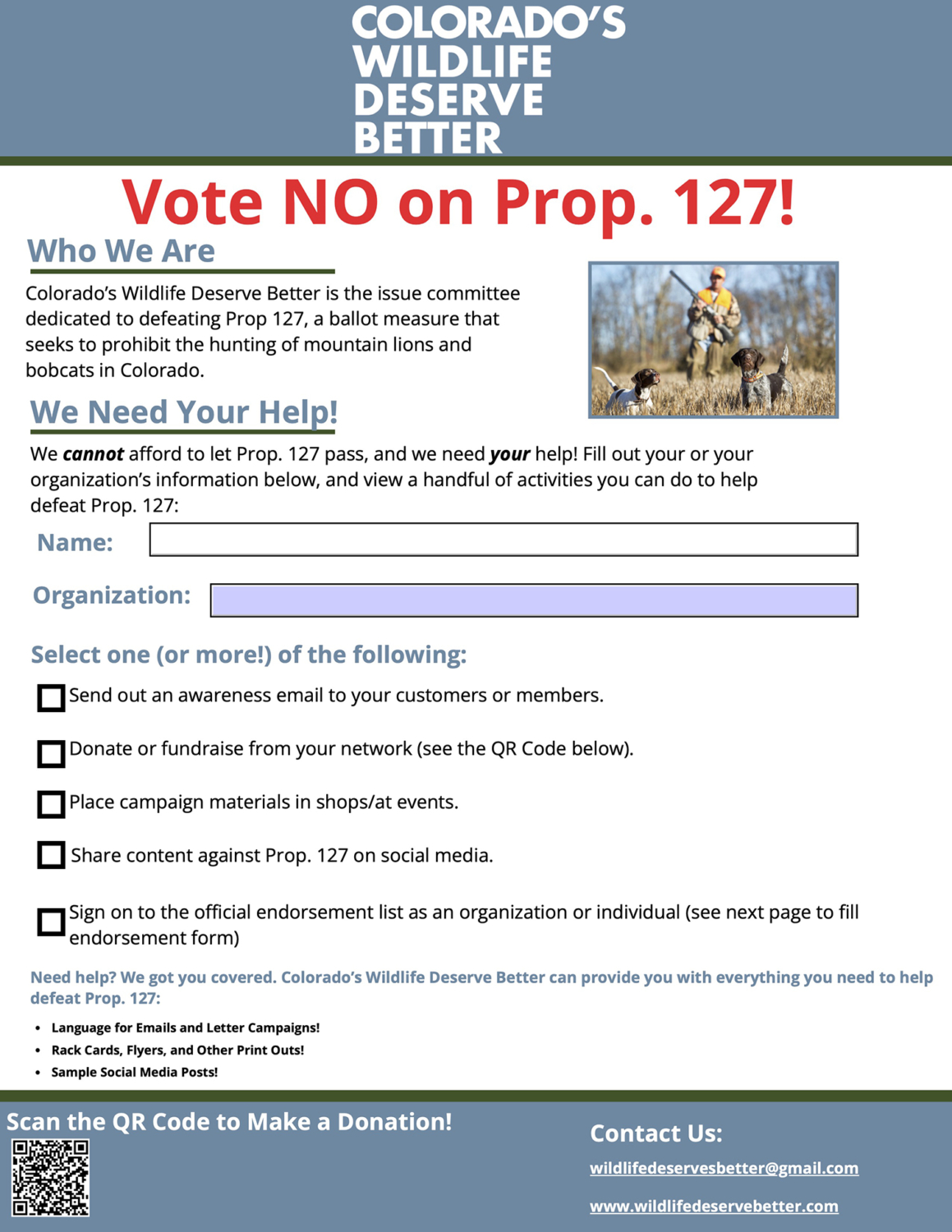 CWDB Endorsement Form - Wildlife Deserve Better